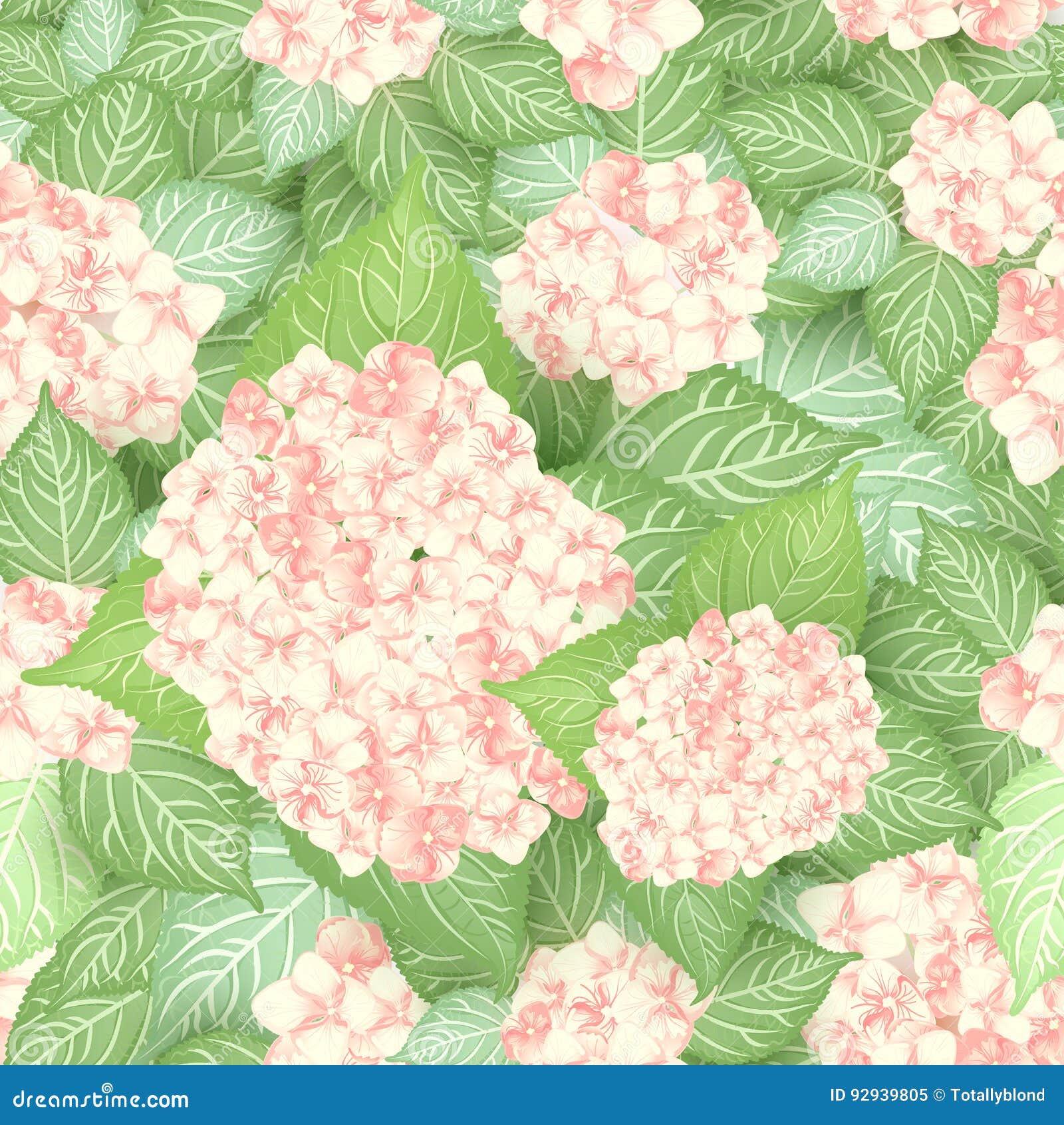 Seamless Hydrangea Flower Pattern Stock Vector - Illustration of flora ...