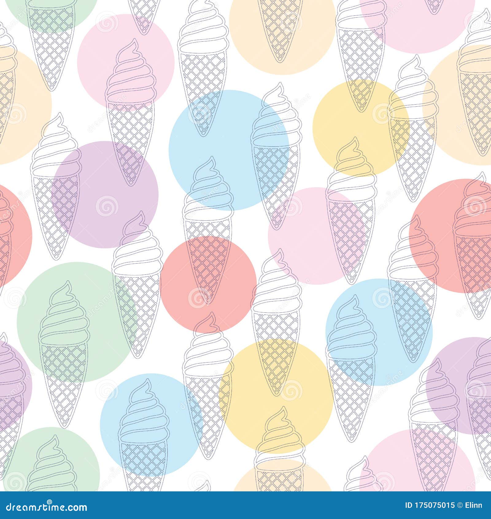 Seamless Ice Cream Pattern with Colorful Circles Stock Vector ...