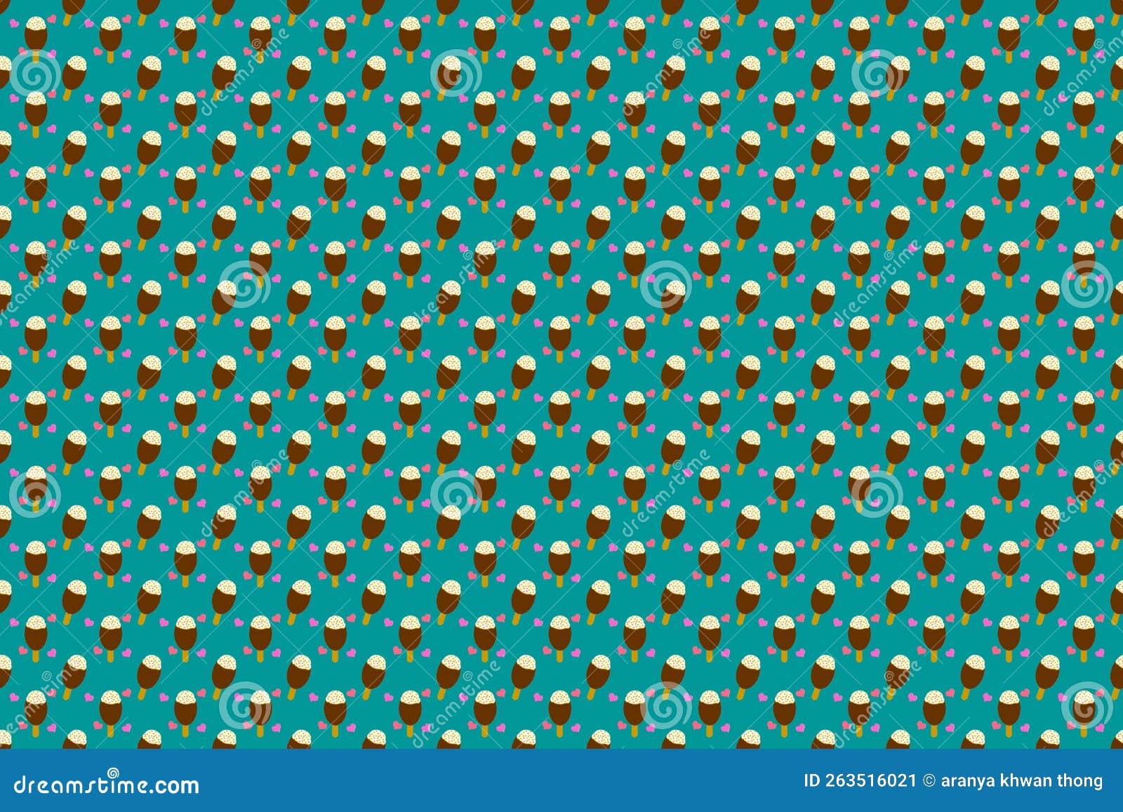 Seamless Ice Cream Pattern Wallpaper, Cute Pattern on Cyan Background ...