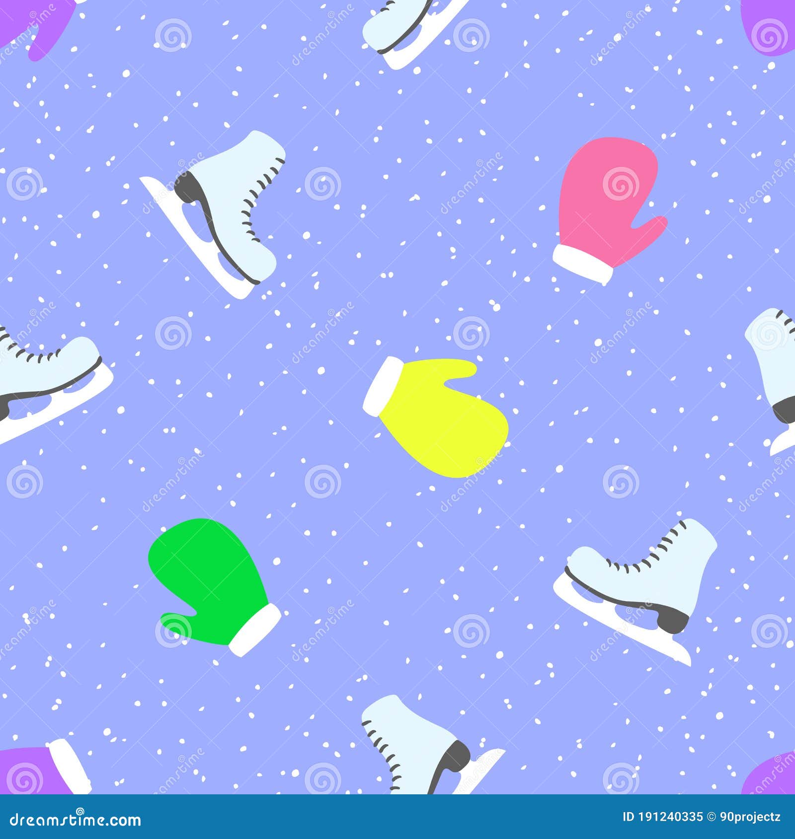 Seamless Ice Skating Boots and Gloves Pattern, Winter Theme Pattern ...