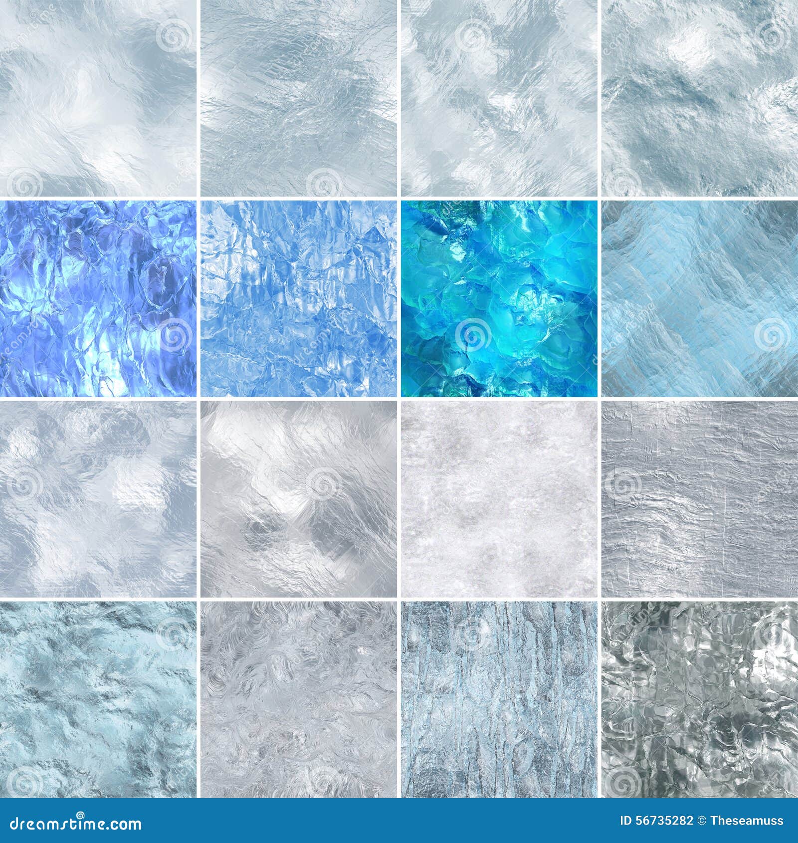 Seamless Ice Snow Textures Set. Abstract Winter Stock Photo - Image of ...