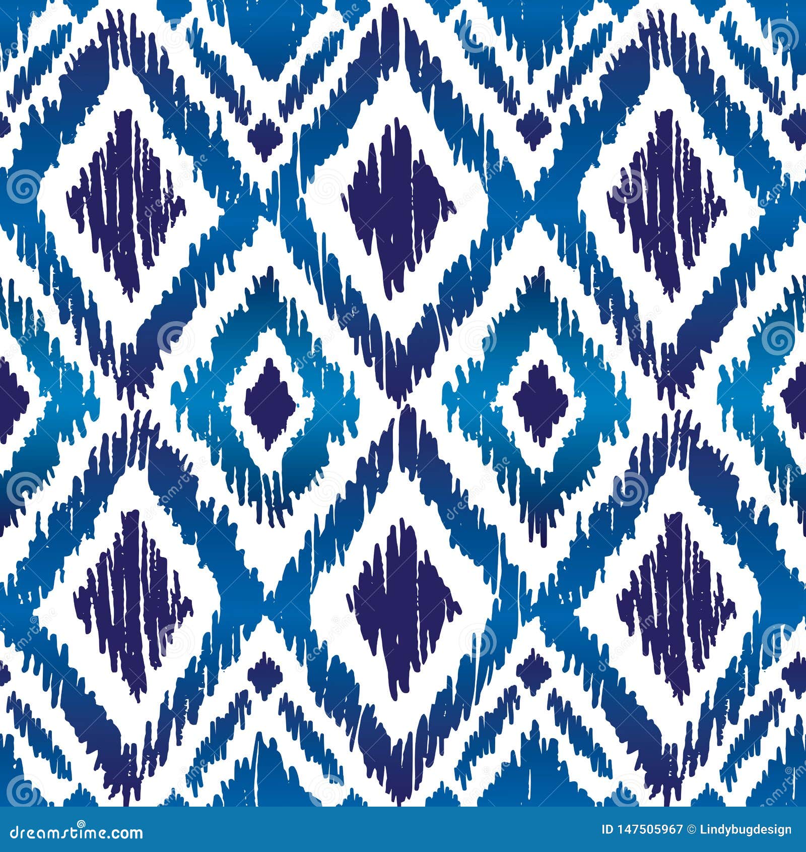 Seamless Ikat Ogee Pattern stock vector. Illustration of ogee - 147505967
