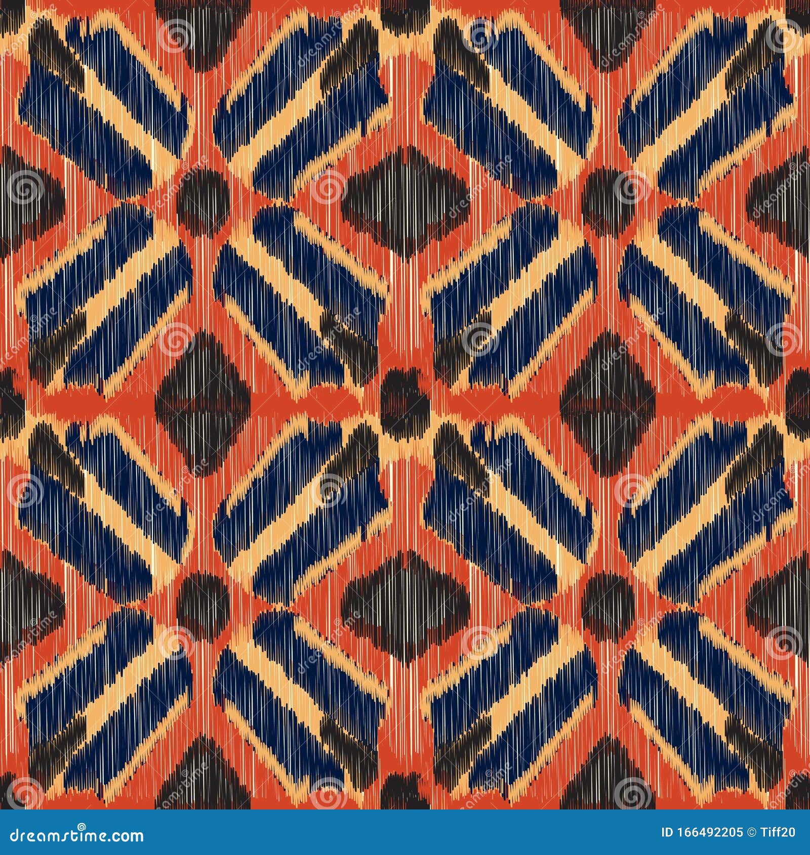 Seamless Ikat Pattern stock vector. Illustration of bohemian - 166492205