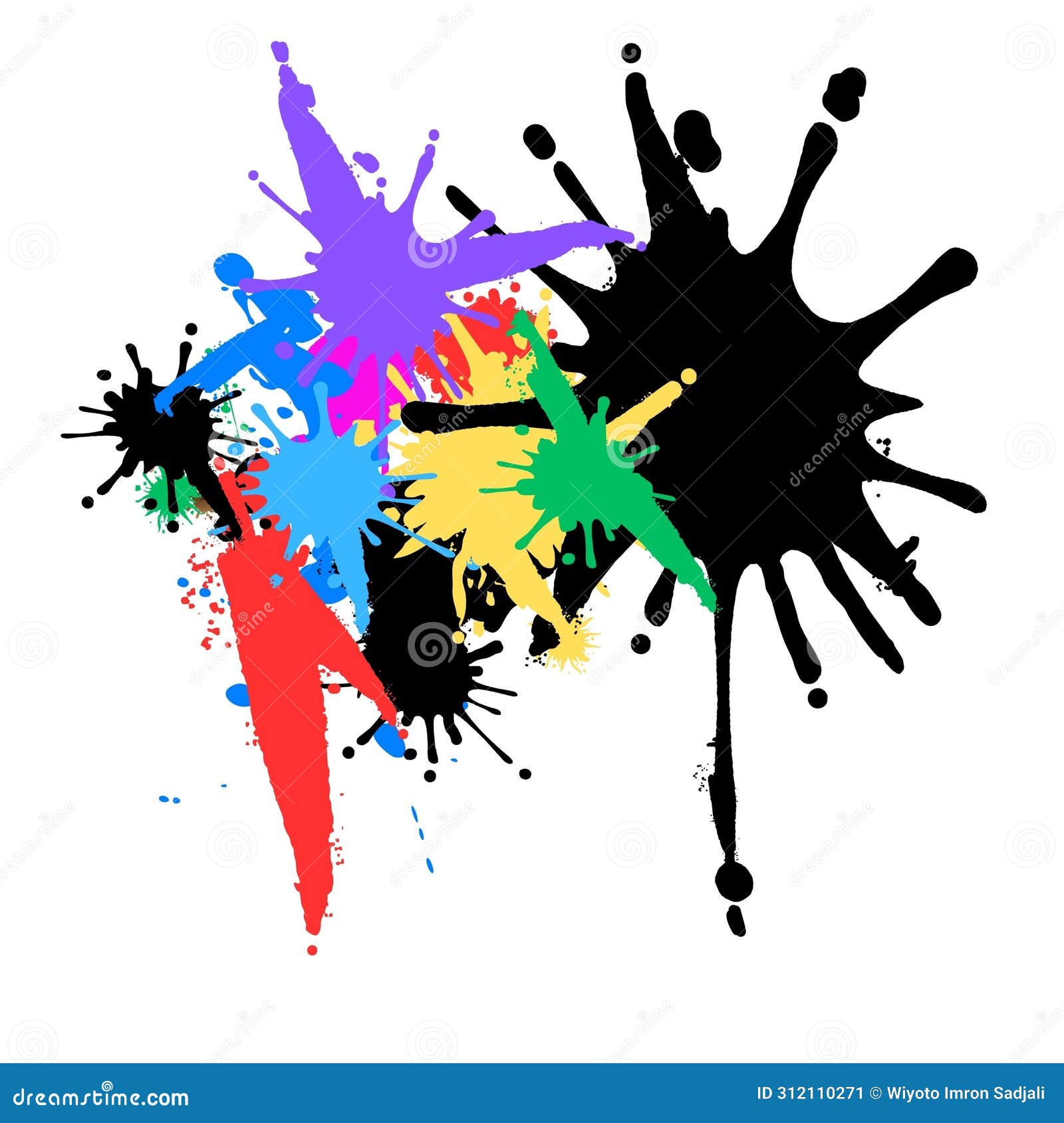 Seamless Illustration of Different Colored Paint Splattered on a White ...