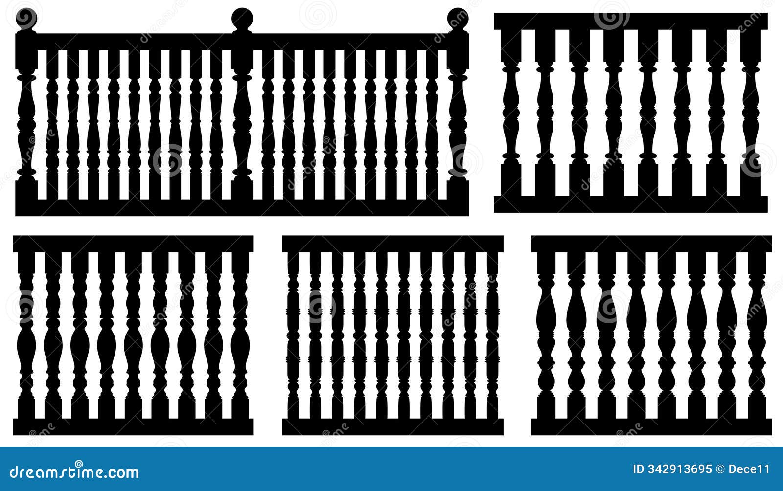 Seamless Illustration of Different Railings Stock Illustration ...