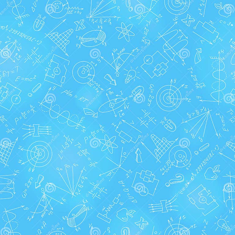 Seamless Illustration with Formulas,graphs, and Equipment As the ...