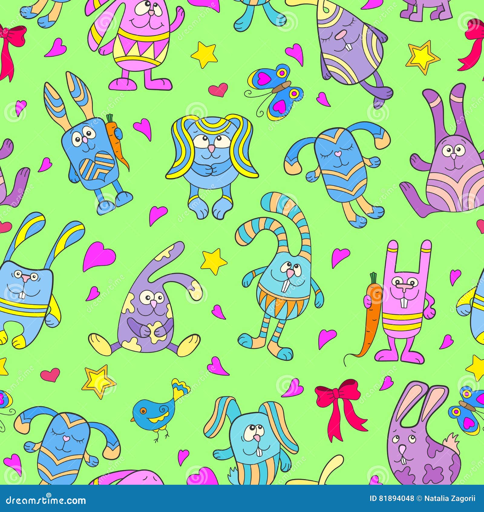 Cartoon Rabbits Animal Characters Set Coloring Page Vector Illustration ...