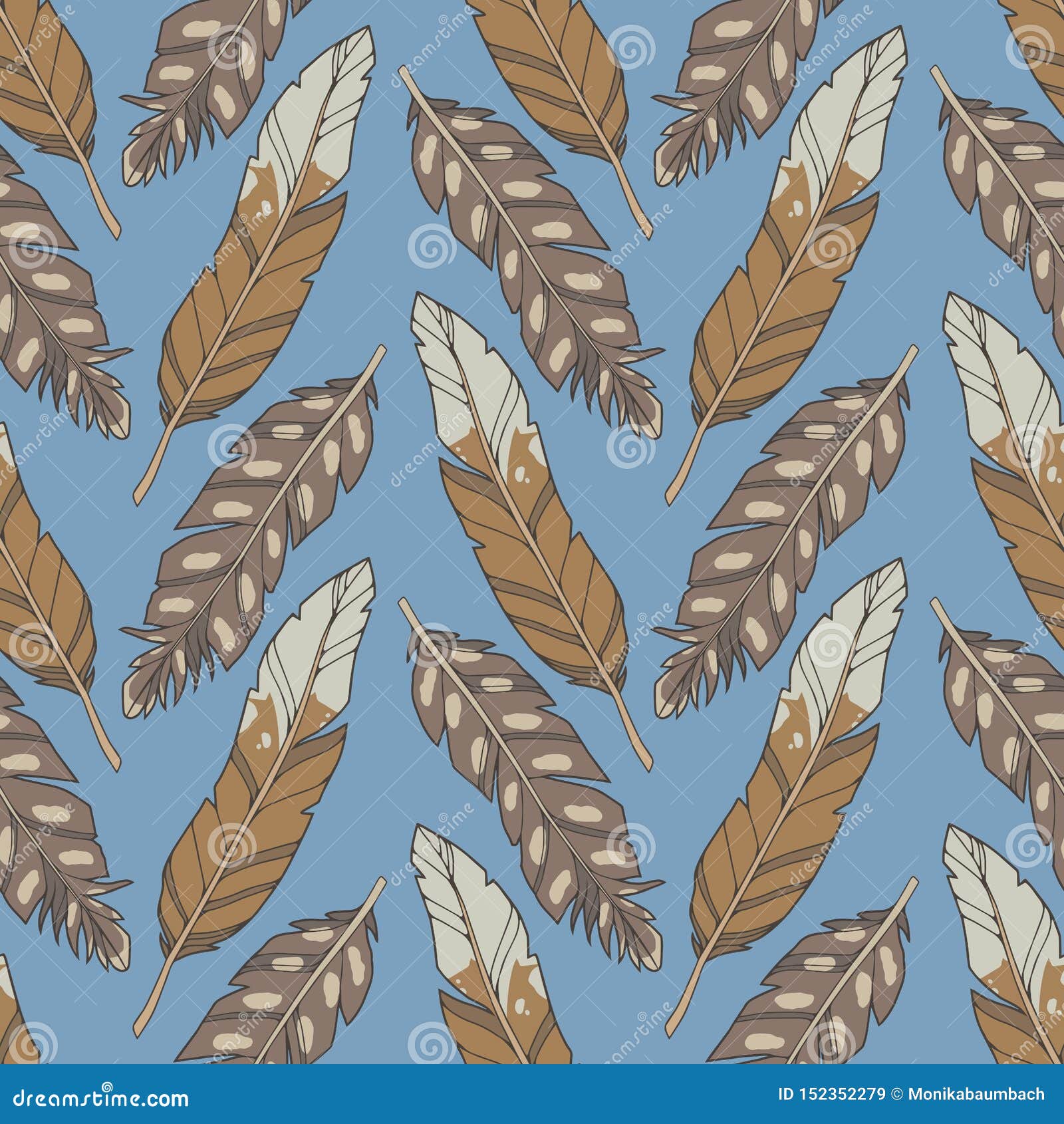 Seamless Illustration Pattern with Cartoon Style Natural Brown Eagle ...