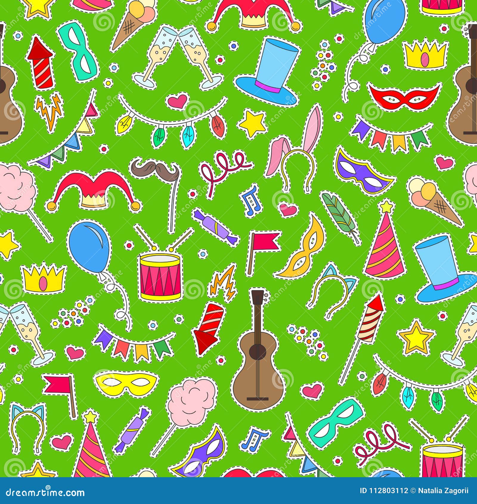 Seamless Illustration on the Theme of Masquerade and Carnival , Simple ...