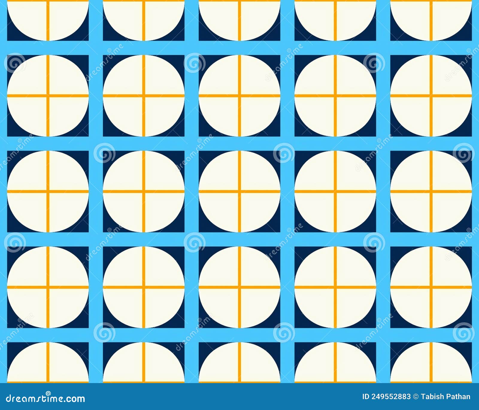 A Seamless Illustration of Tile Pattern of Square and Circle Cross Blue ...