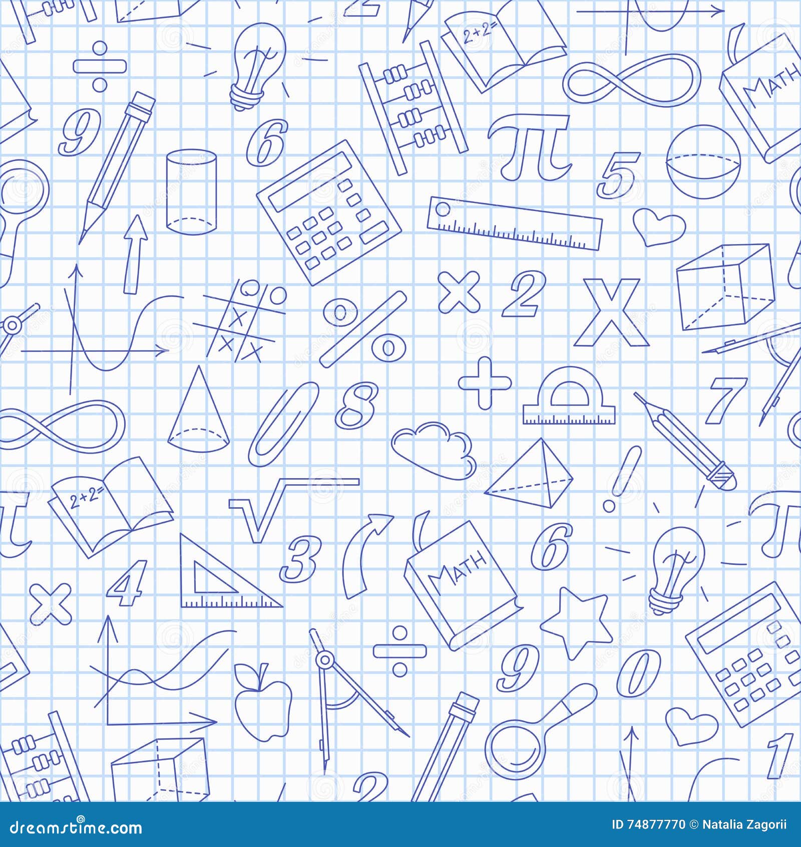 Seamless Illustration of the Topic of the Math Lesson in School Stock ...