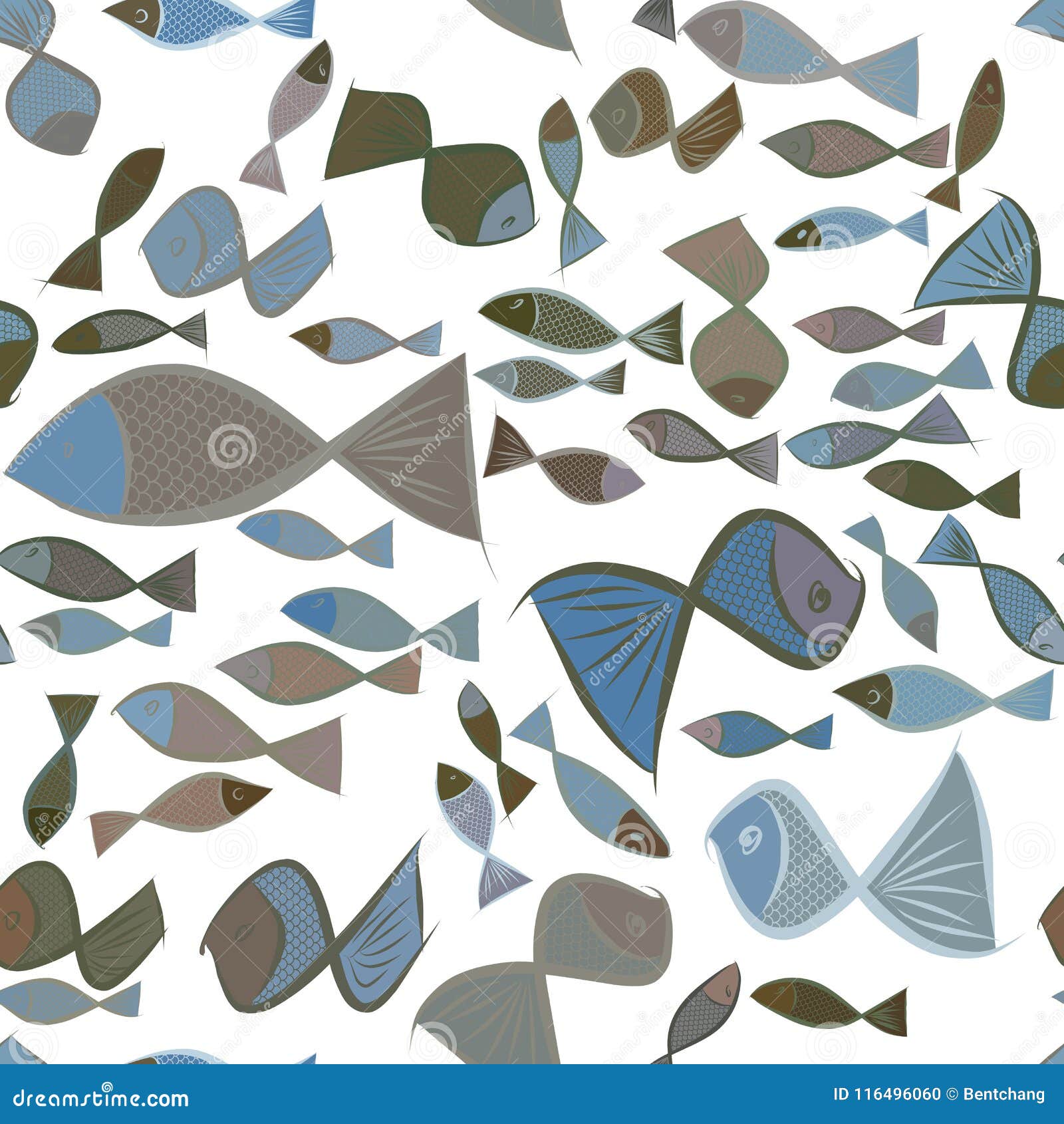 Seamless Illustrations of Fish. Shape, Ocean, Vector & Texture. Stock ...