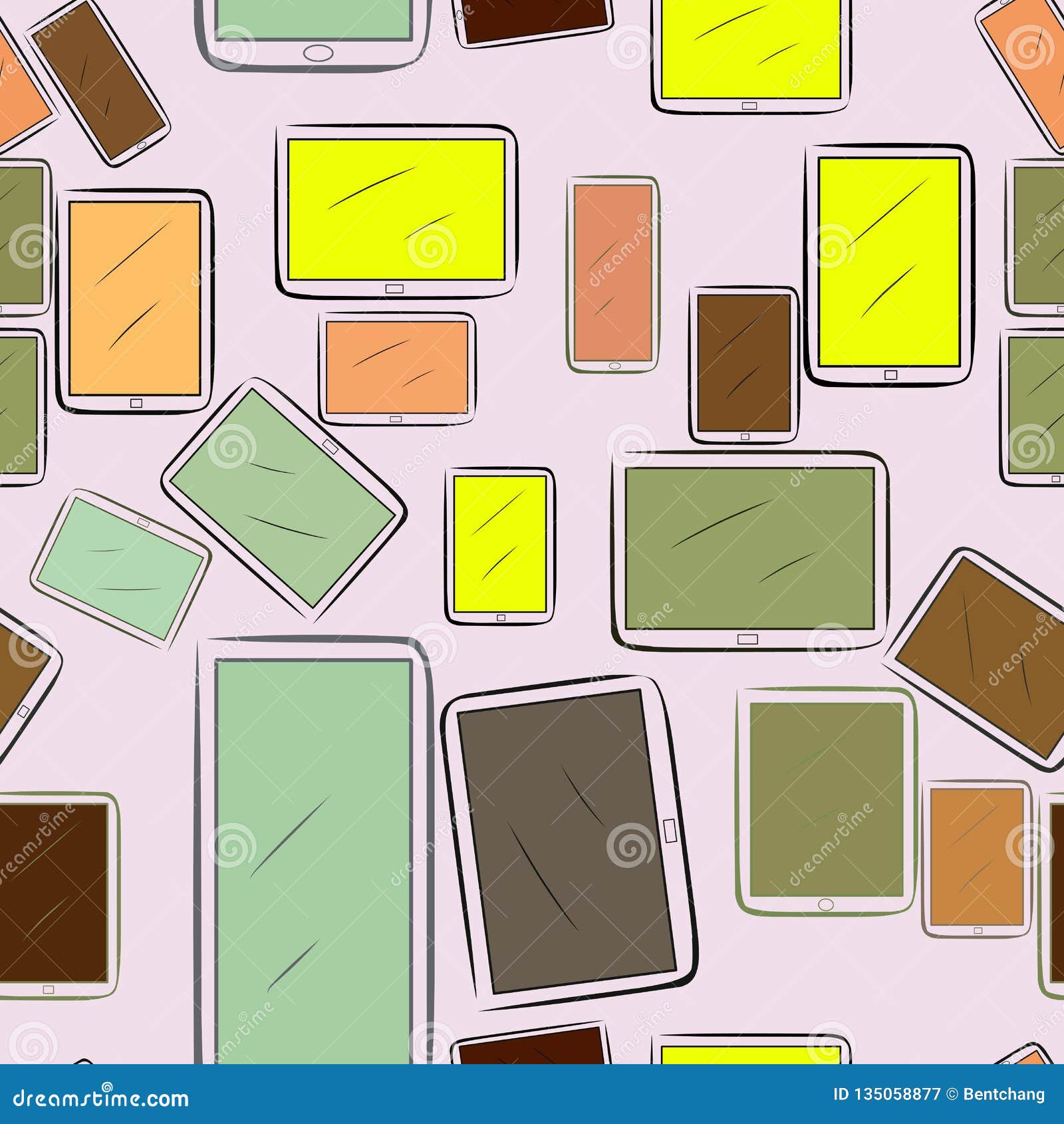 Seamless Illustrations of Handphone or Mobilephone. Pattern, Background ...