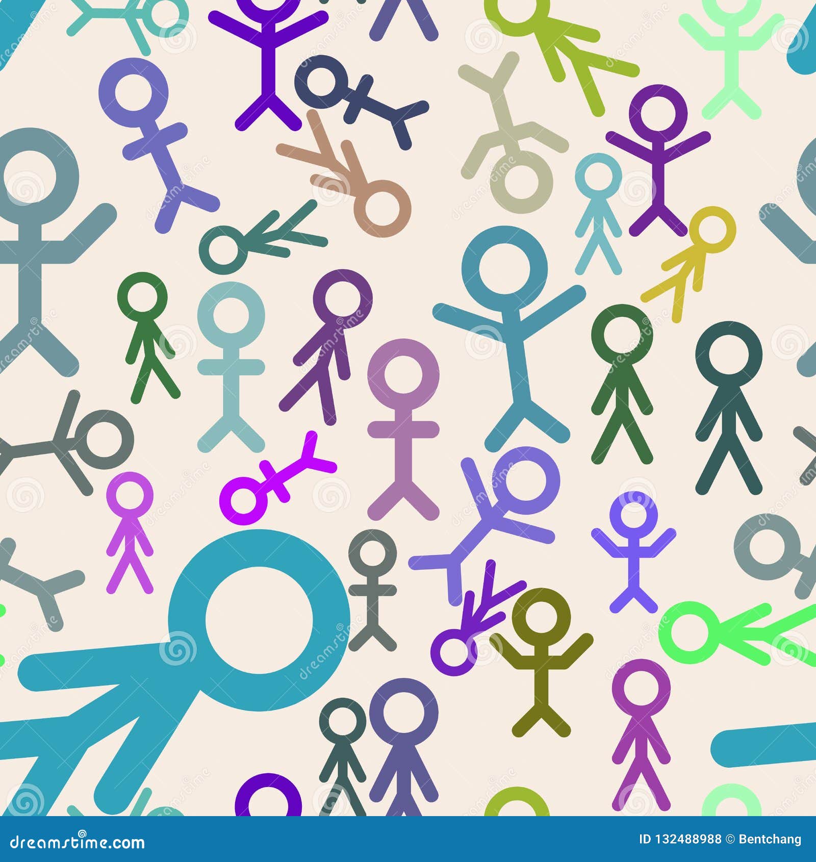 Seamless Illustrations of Sign of People or Human. Backdrop, Artwork ...