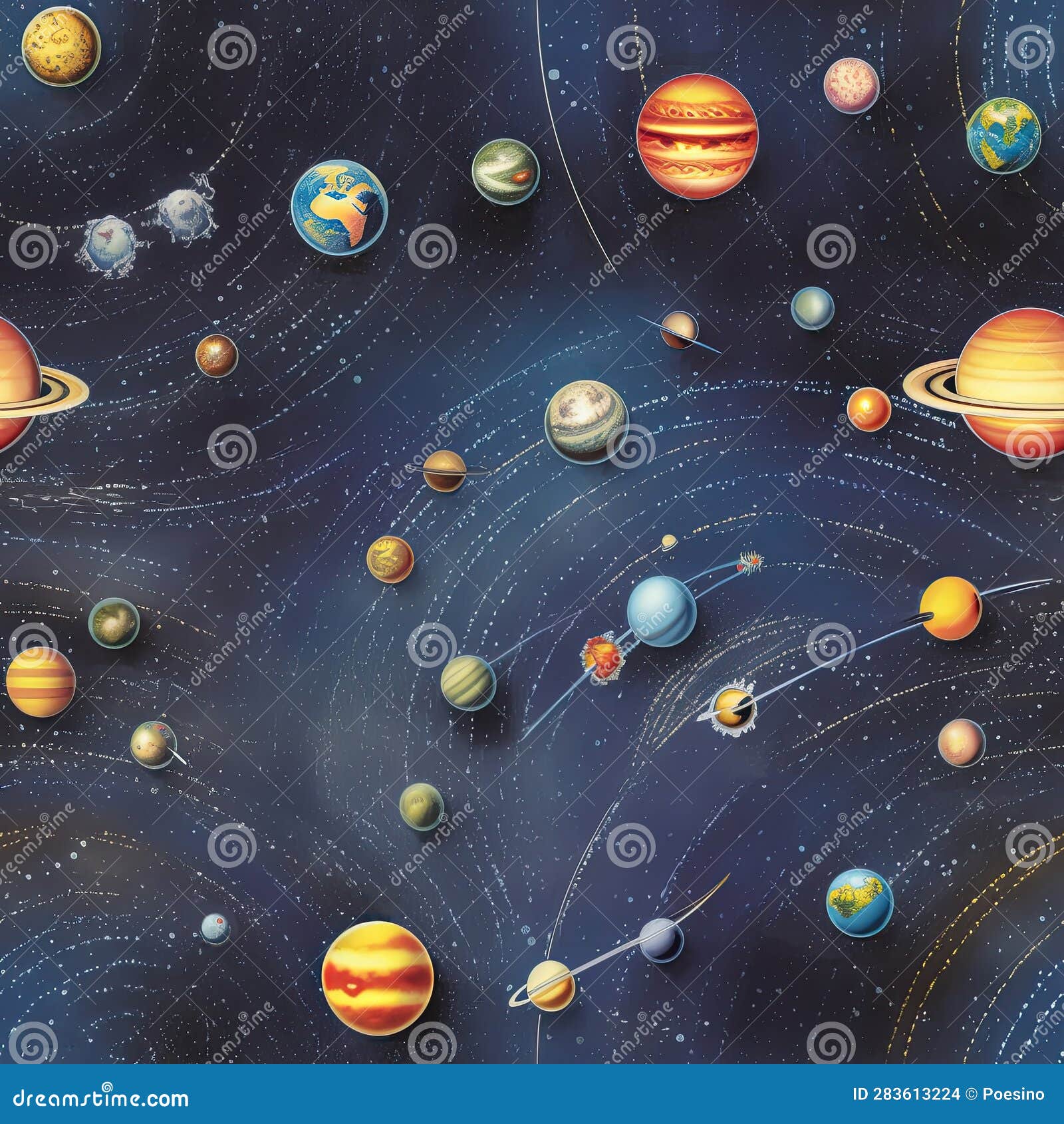 Tile - Planets in the Space (#7) 1x1 Single. Tileable Seamless Image ...