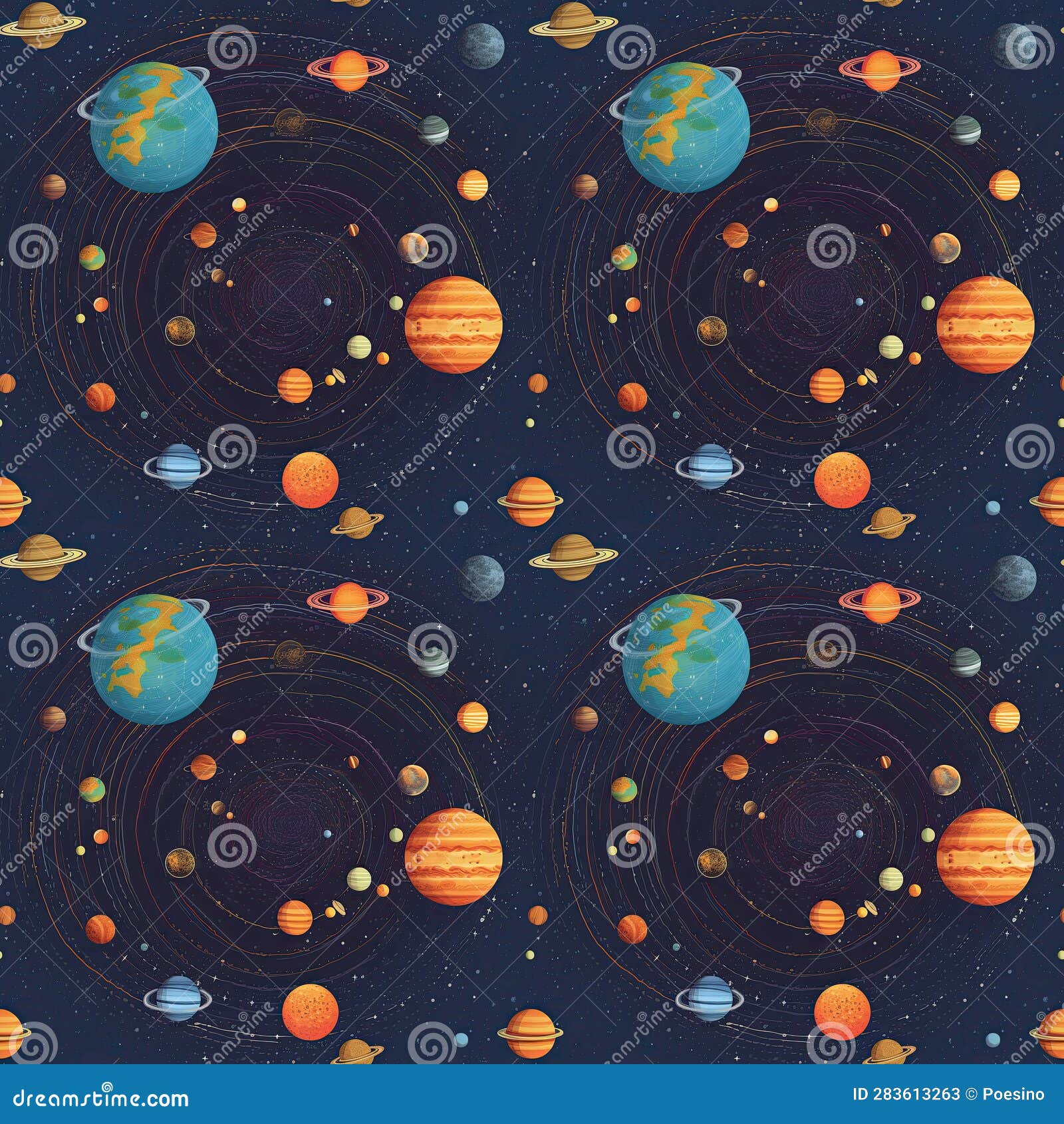 Tile - Planets in the Space (#10) 2x2 Multple. Tileable Seamless Image ...