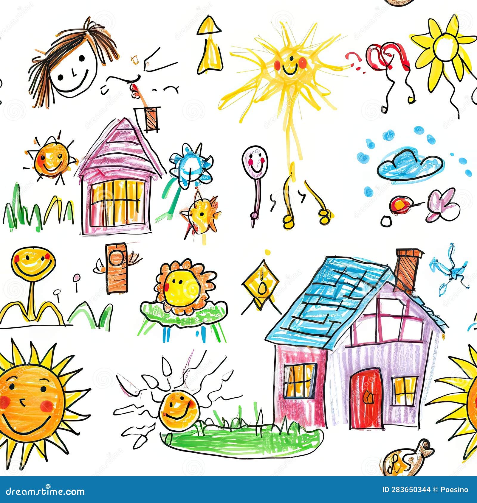 Tile - Childish Drawing and Painting (#29) 1x1 Single. Tileable ...