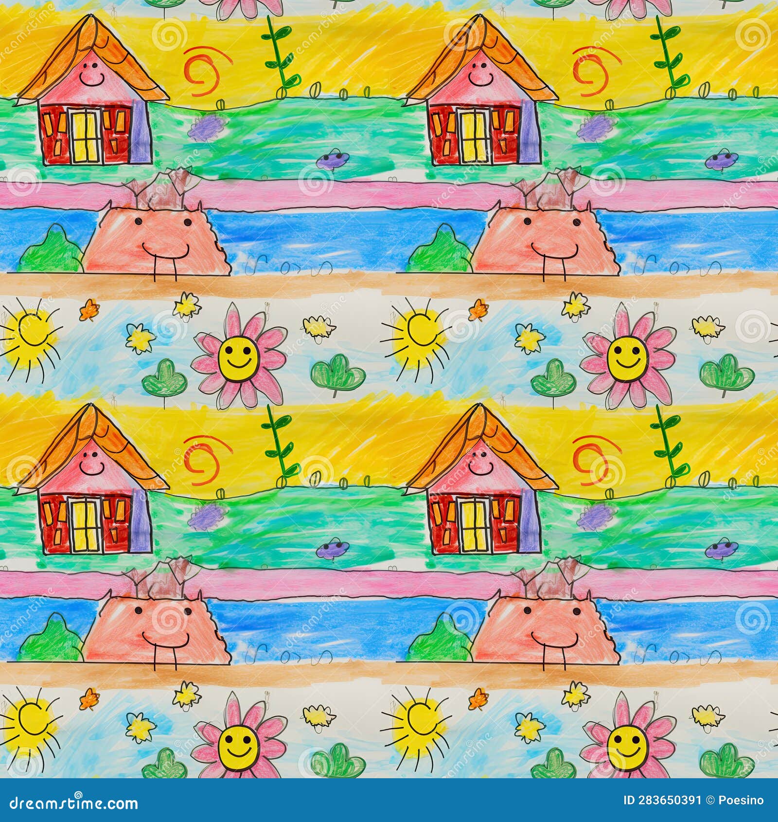 Tile - Childish Drawing and Painting (#26) 2x2 Multiple. Tileable ...