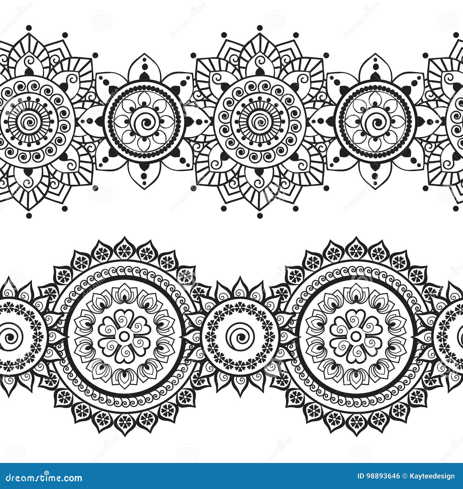 Seamless Indian Borders Vector Abstract Floral Pattern 1 Stock Vector ...