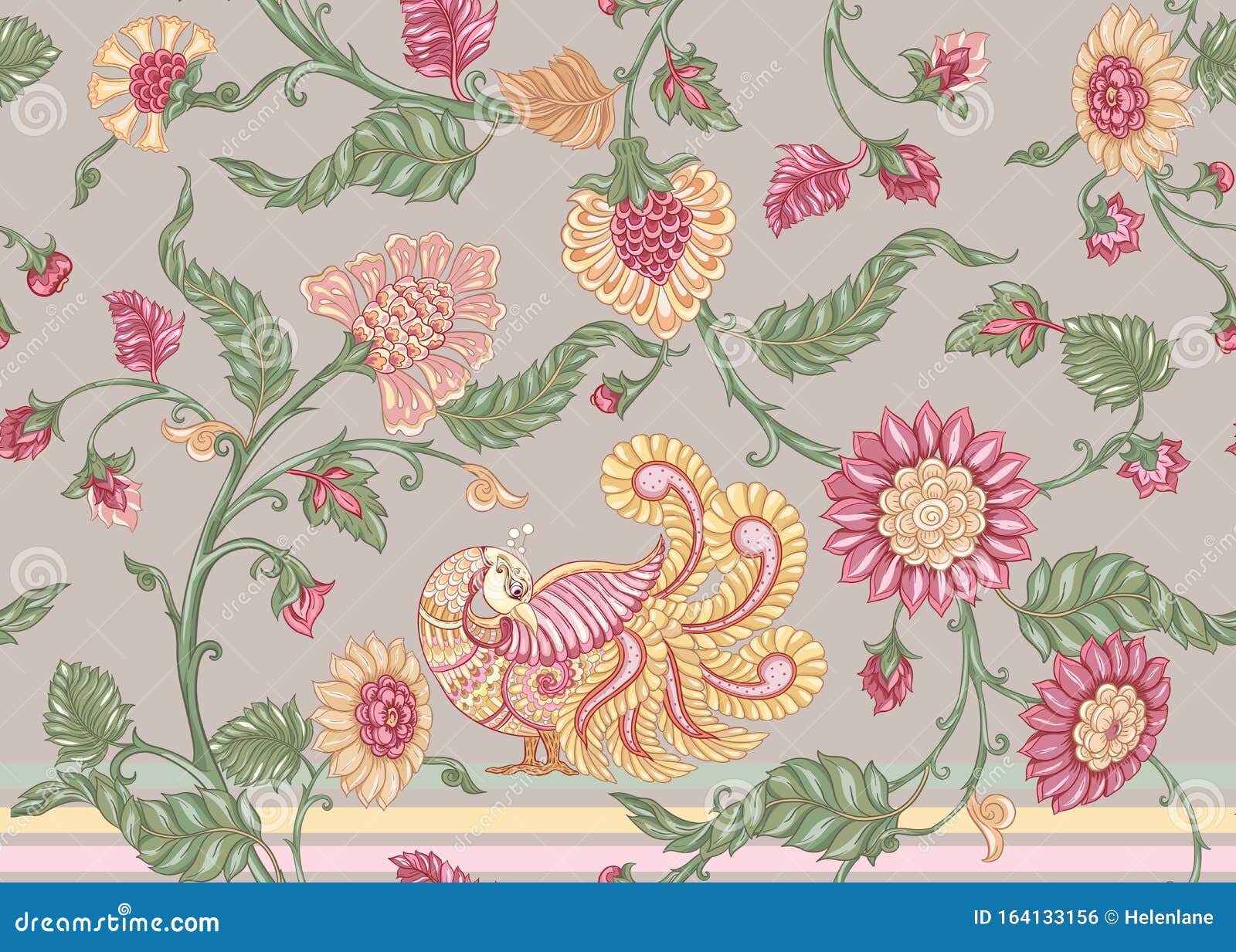 Seamless Indian Floral Ethnic Pattern Stock Vector - Illustration of ...