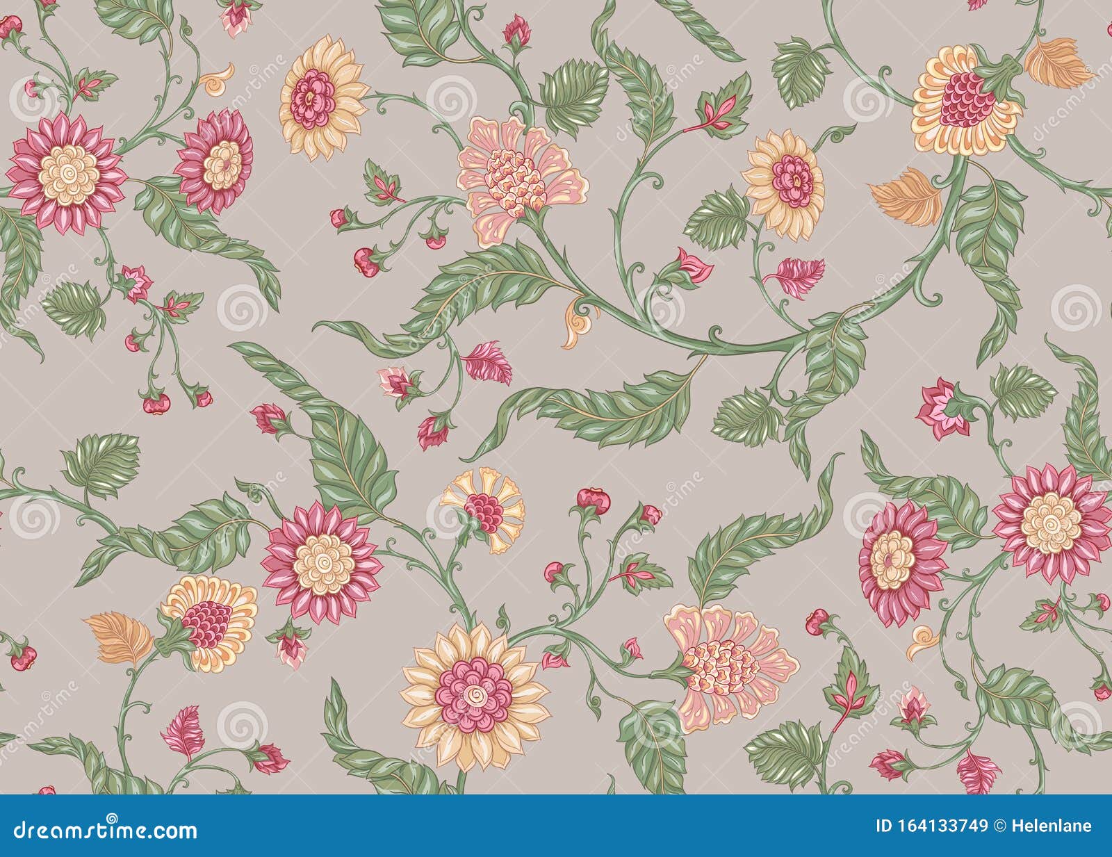 Seamless Indian Floral Ethnic Pattern Stock Vector - Illustration of ...