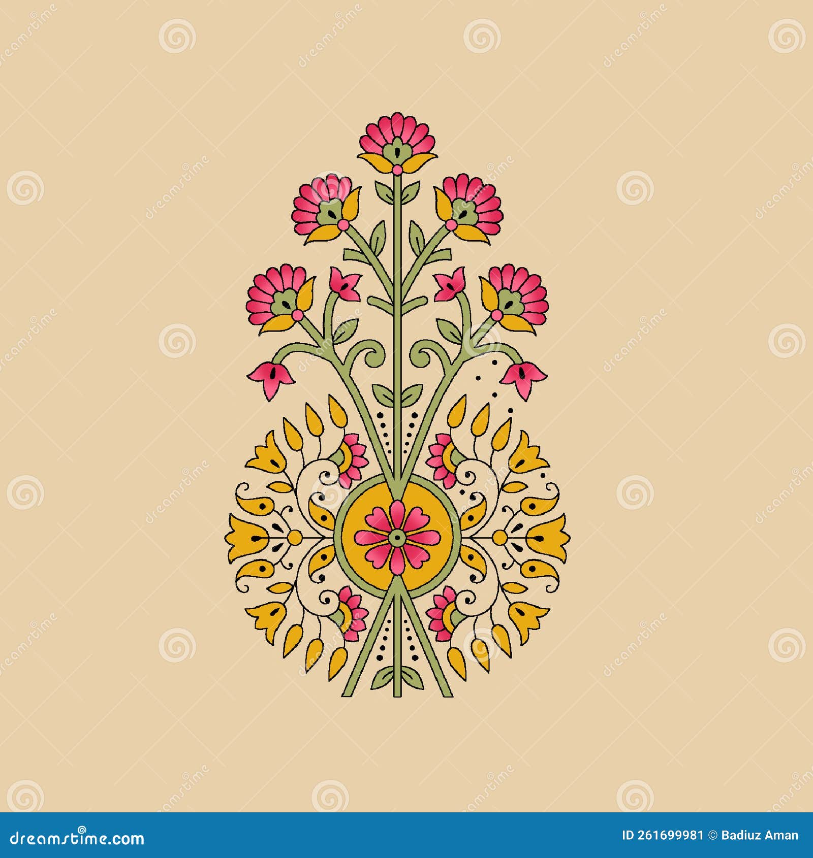 Mughal Art Work.indian Traditional Antique Gold Border Stock ...