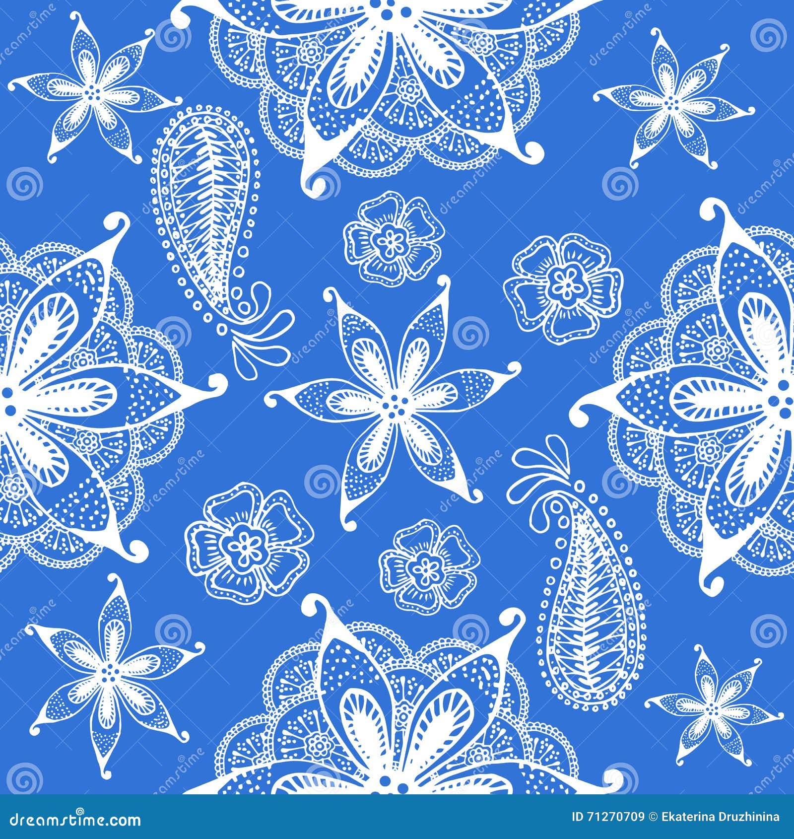 Seamless Indian Pattern, Blue Stock Vector - Illustration of arabesque ...