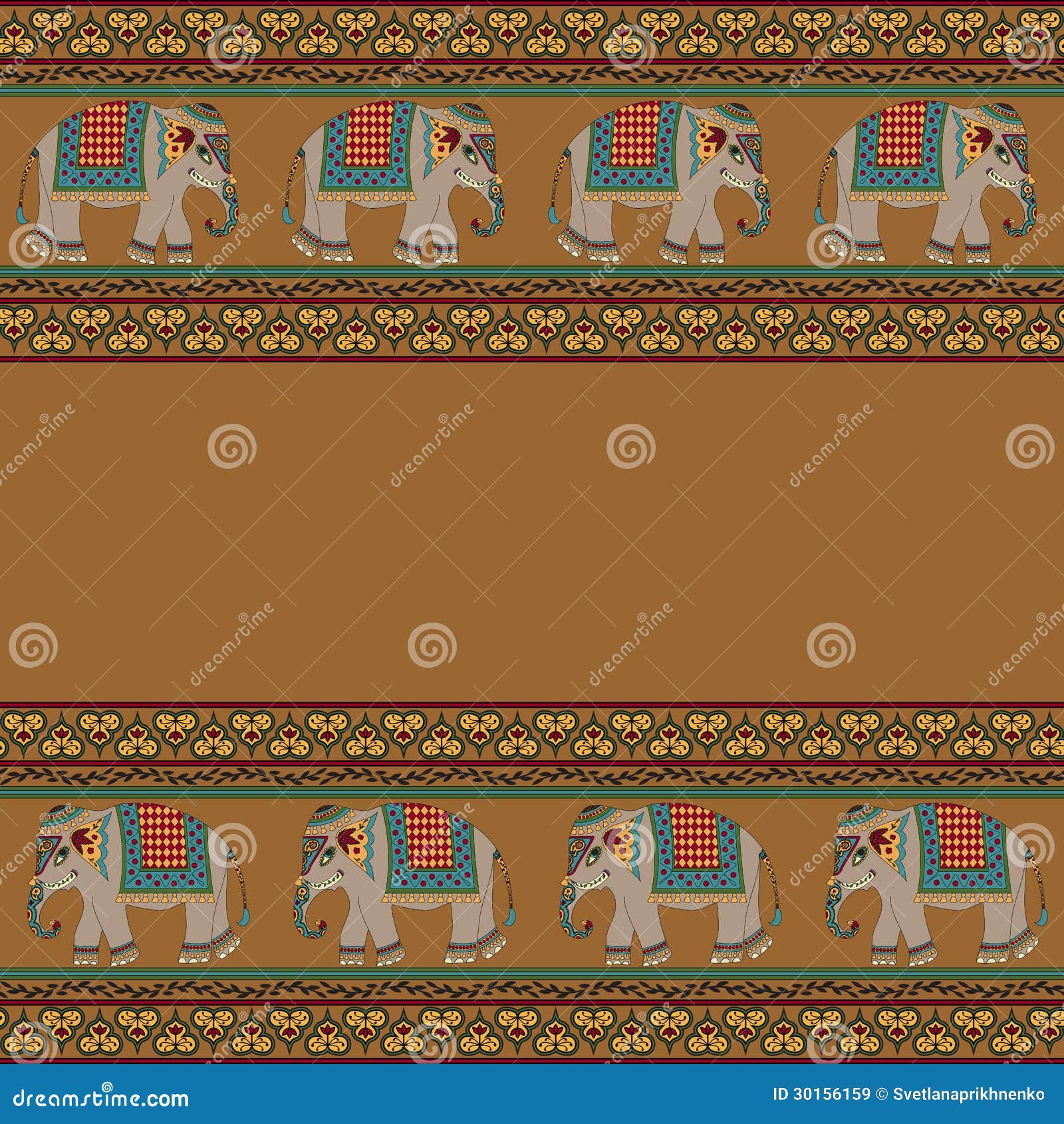 Indian Pattern with Elephant Stock Vector - Illustration of ornate ...