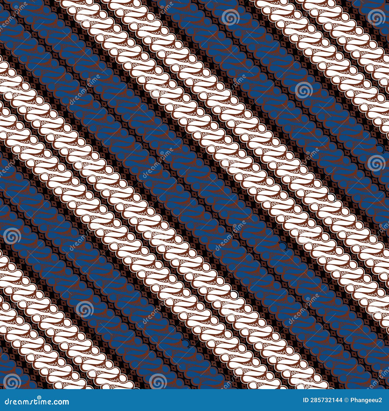 Seamless Indonesian Batik Parang Blue Variation Pattern Vector Illustration | CartoonDealer.com ...