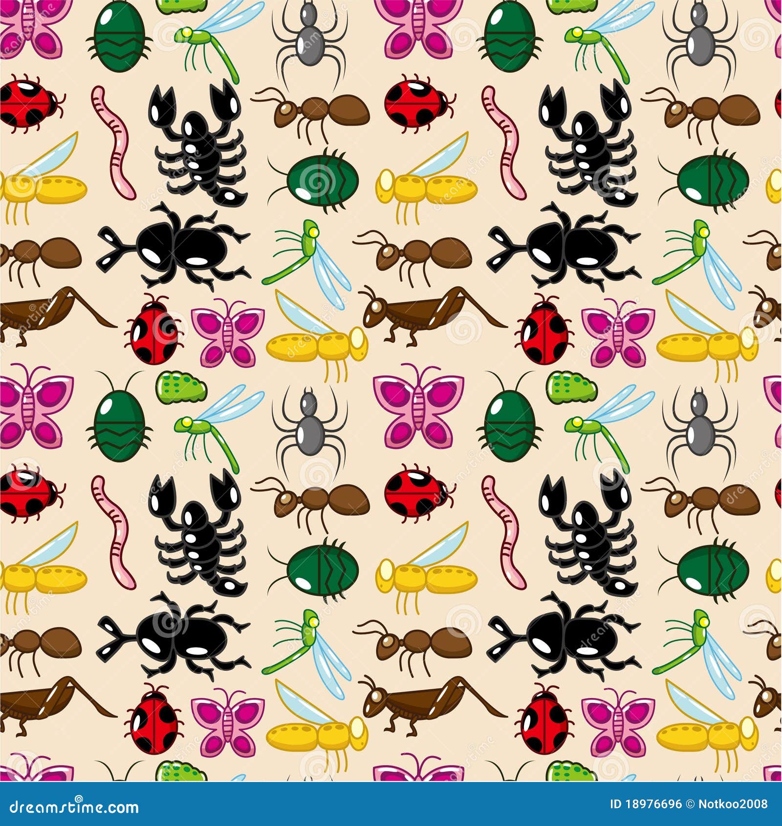 Seamless insect pattern stock vector. Illustration of earthworm - 18976696