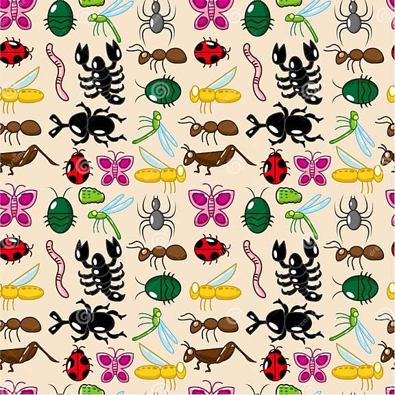 Seamless insect pattern stock vector. Illustration of earthworm - 18976696