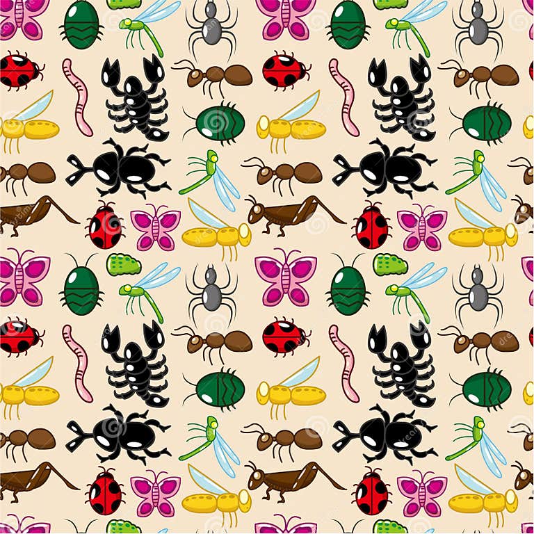 Seamless insect pattern stock vector. Illustration of earthworm - 18976696