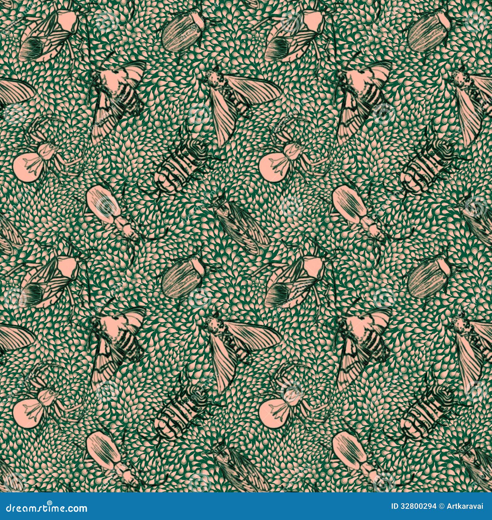 Seamless insects pattern stock illustration. Illustration of creative ...