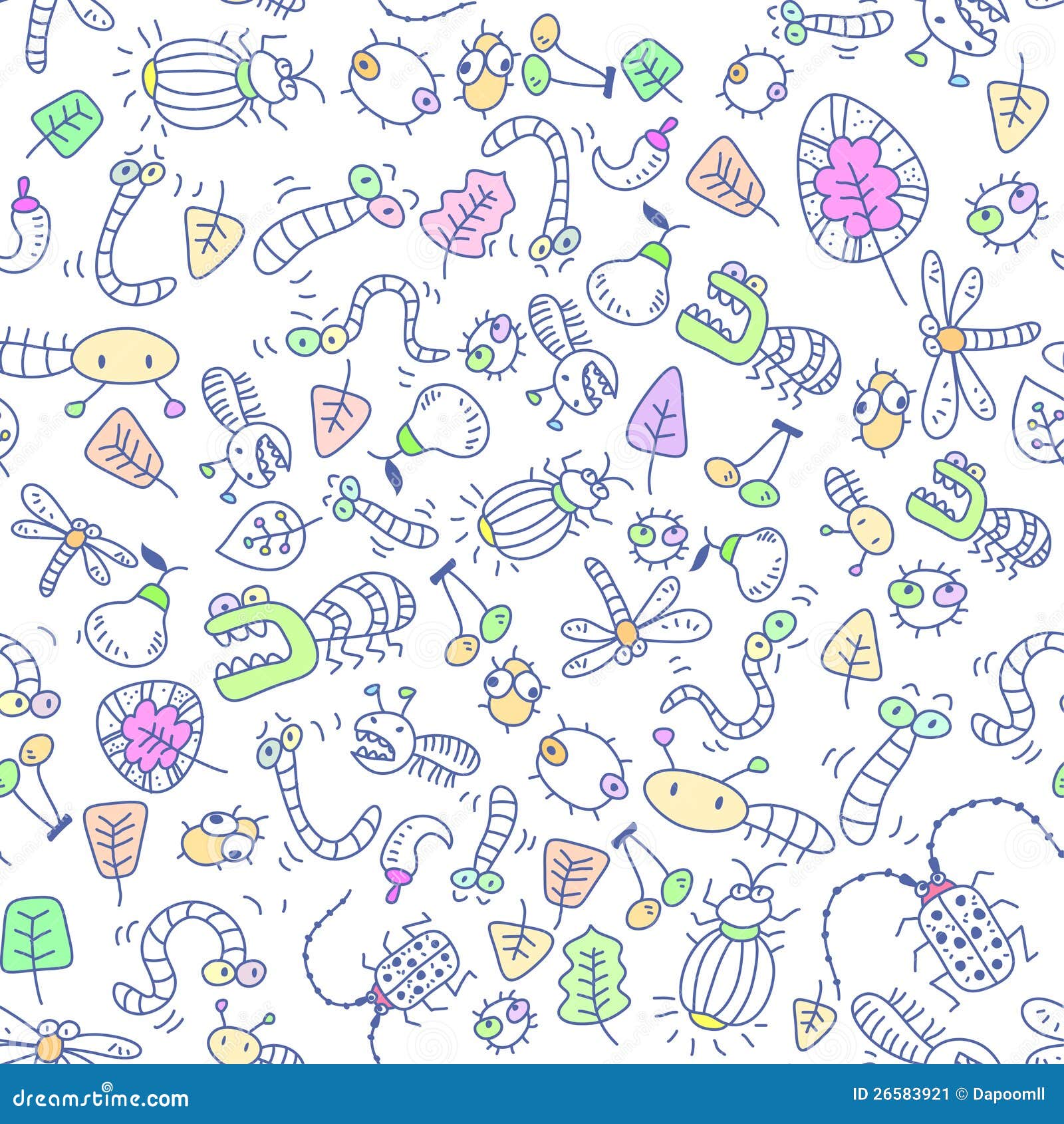 Seamless Insects Pattern. Decorative Bugs Background. Vector ...