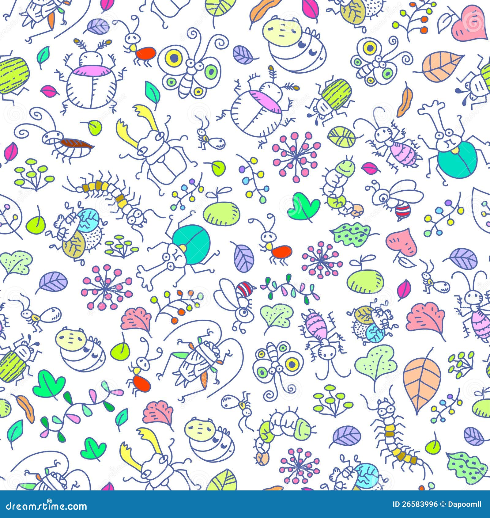 Seamless Insects Pattern. Decorative Bugs Background. Vector ...