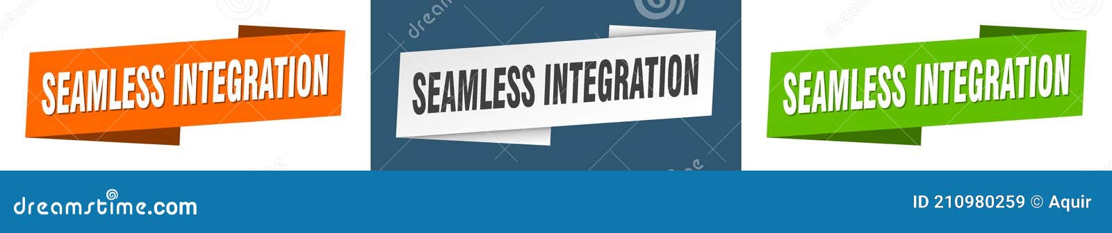 Seamless Integration Banner. Seamless Integration Ribbon Label Sign Set ...