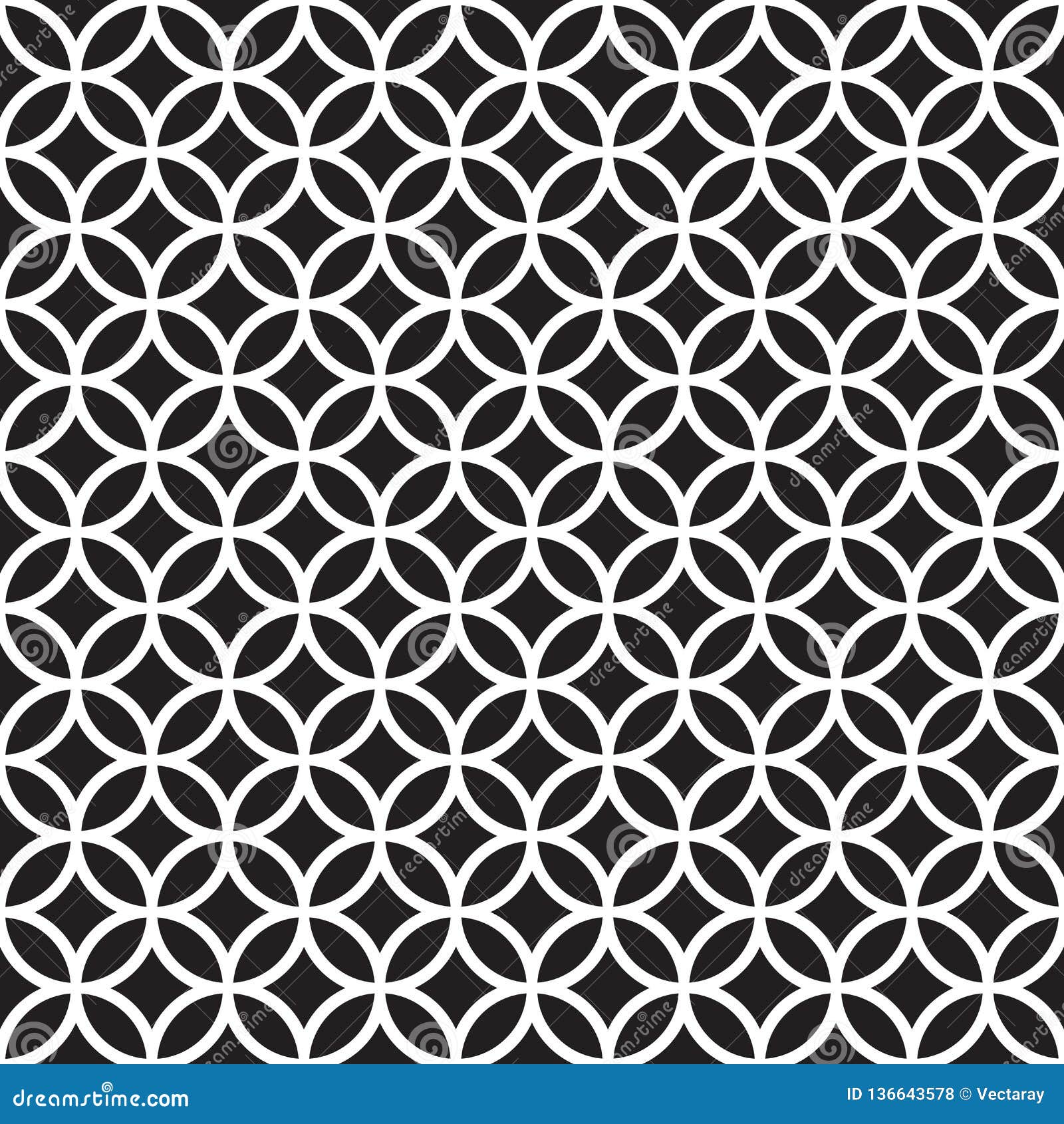 Seamless Intersecting Geometric Vintage Circle Pattern Stock ...