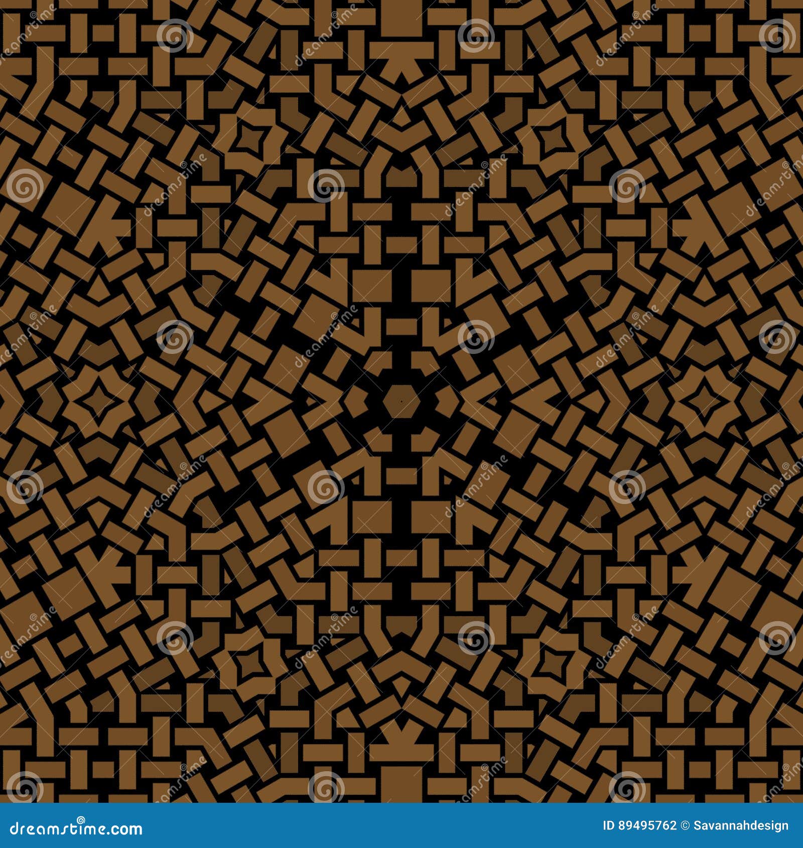 Seamless Intricate Star Pattern Gold Brown Black Stock Illustration ...