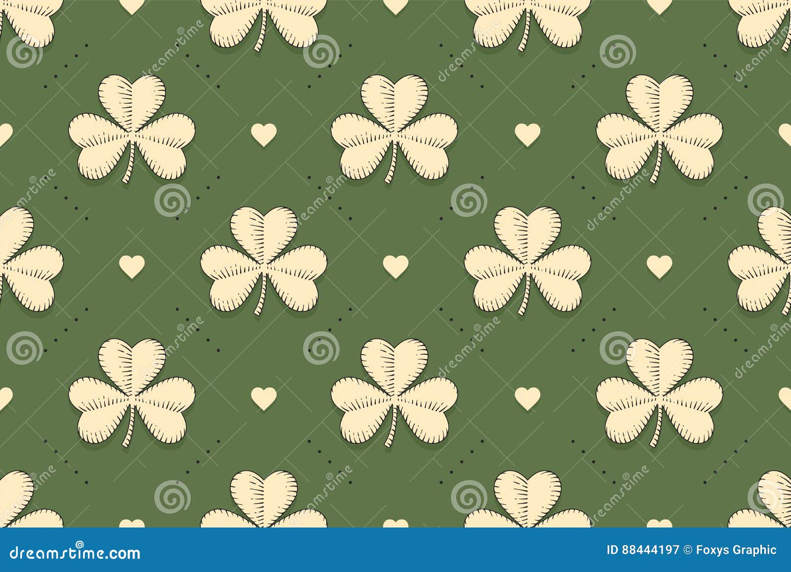 Seamless Irish Green Pattern with Clover and Heart Stock Vector ...