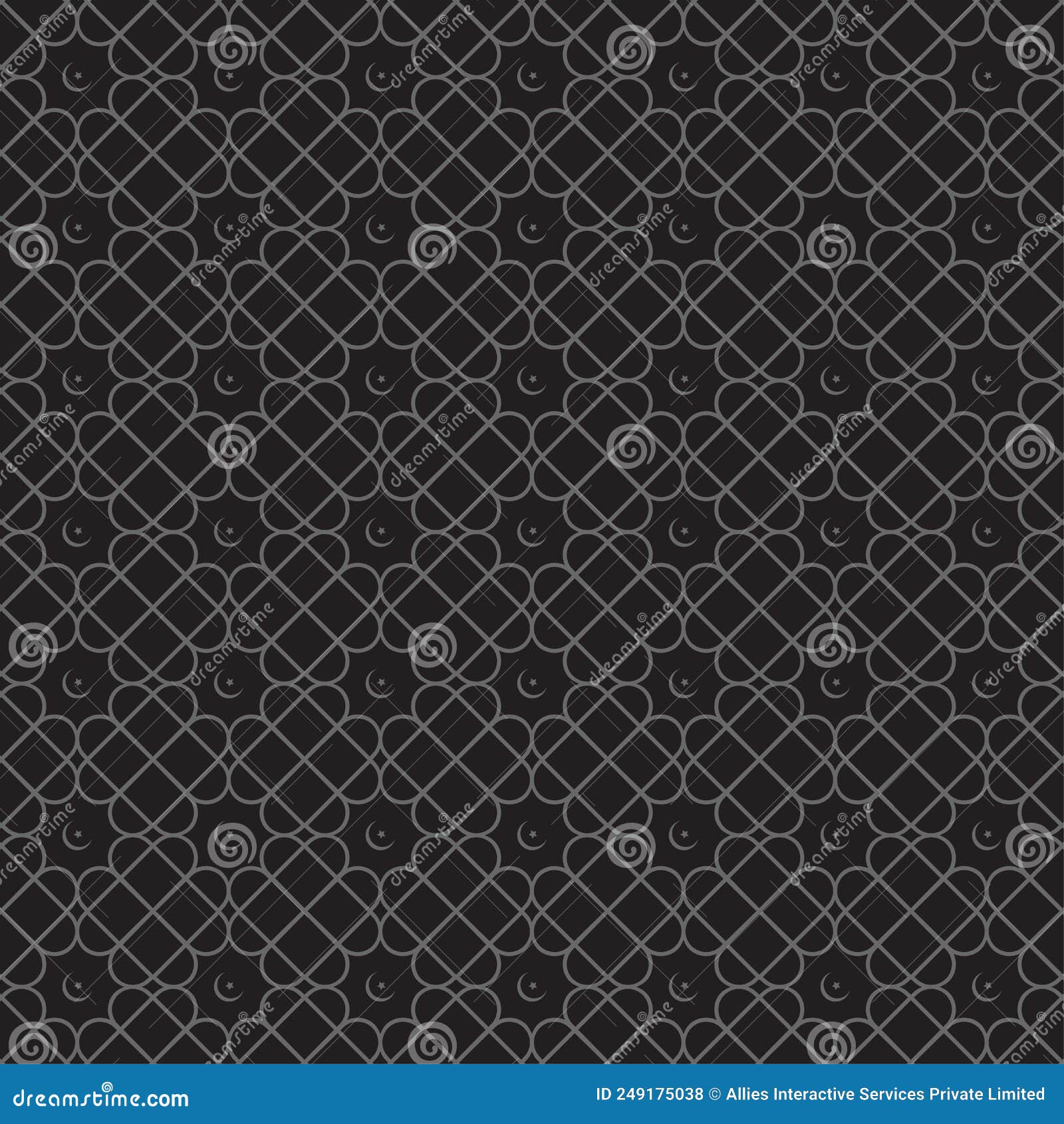 Seamless Islamic Pattern Background in Black Stock Illustration ...