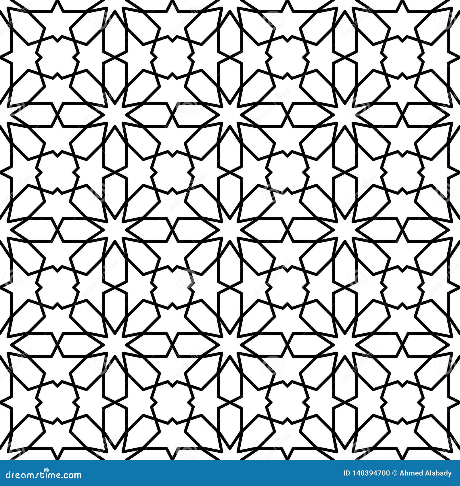 Seamless Islamic Pattern Black and White Vector Illustration Stock ...