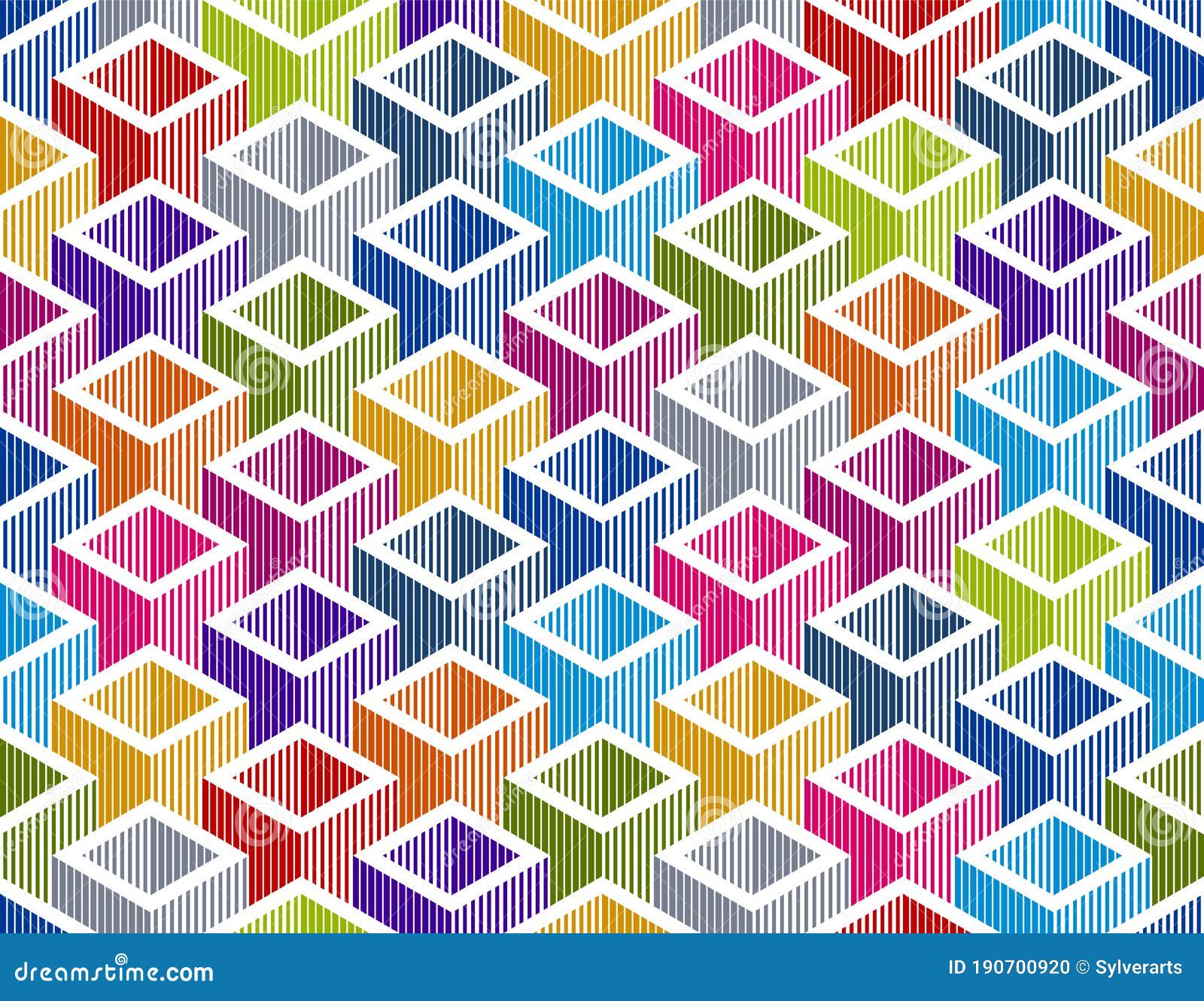 Seamless Isometric Lines Geometric Pattern, 3D Cubes Vector Tiling ...