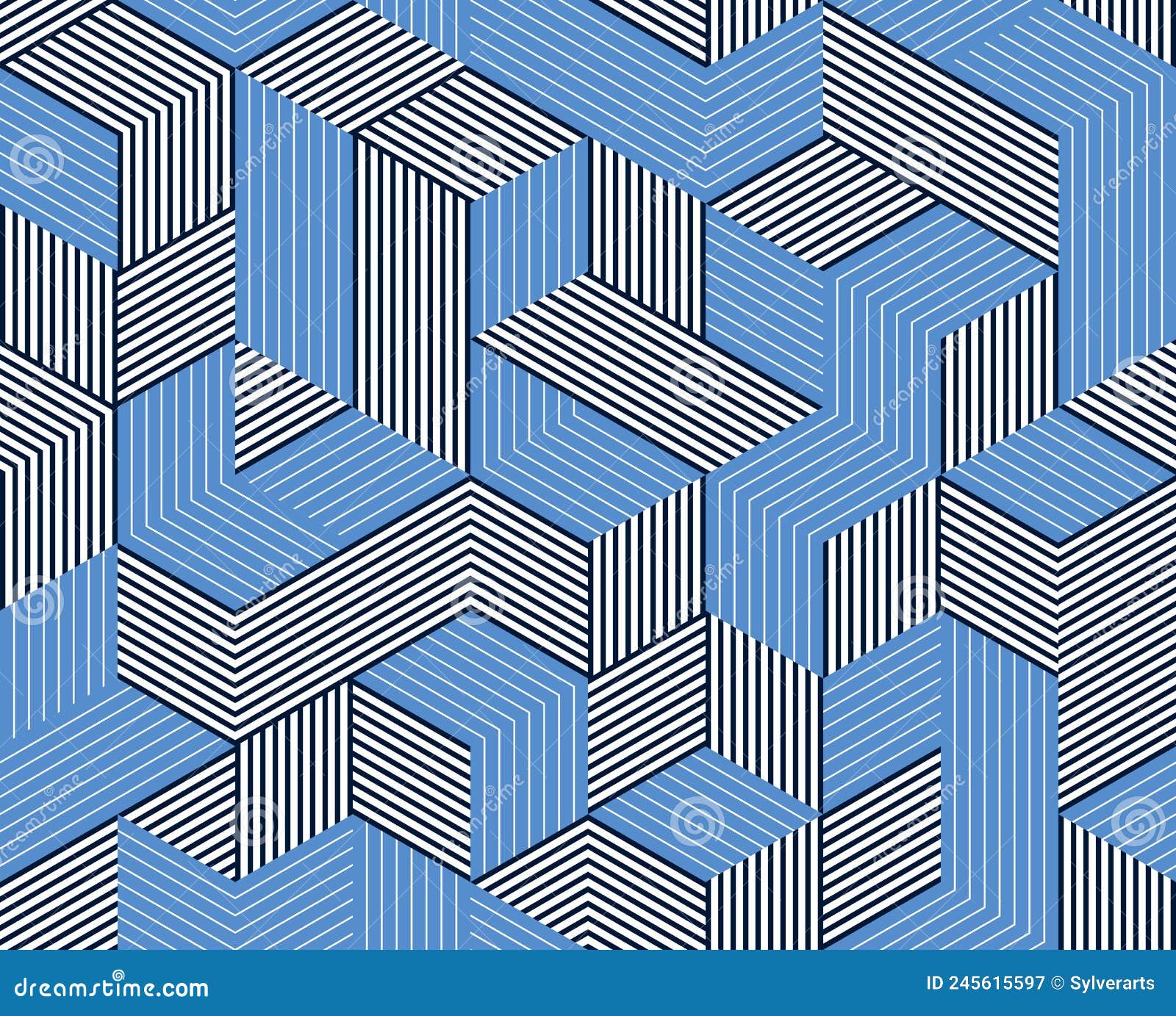 Seamless Isometric Lines Geometric Pattern, 3D Cubes Vector Tiling ...