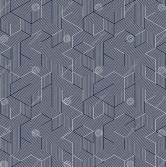 Seamless Isometric Lines Geometric Pattern, 3D Cubes Vector Tiling ...