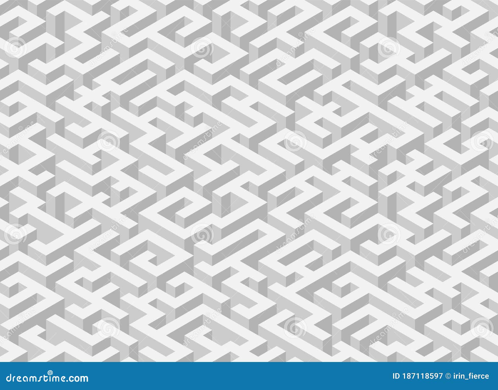 Seamless Isometric Maze. Grey Abstract Endless Isometric Labyrinth ...