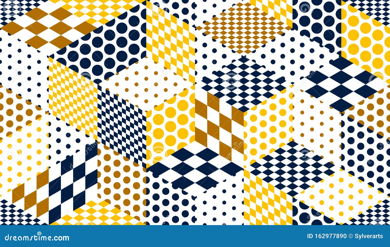 Seamless Isometric Rhombus and Triangles Geometric Pattern, 3D Cubes ...