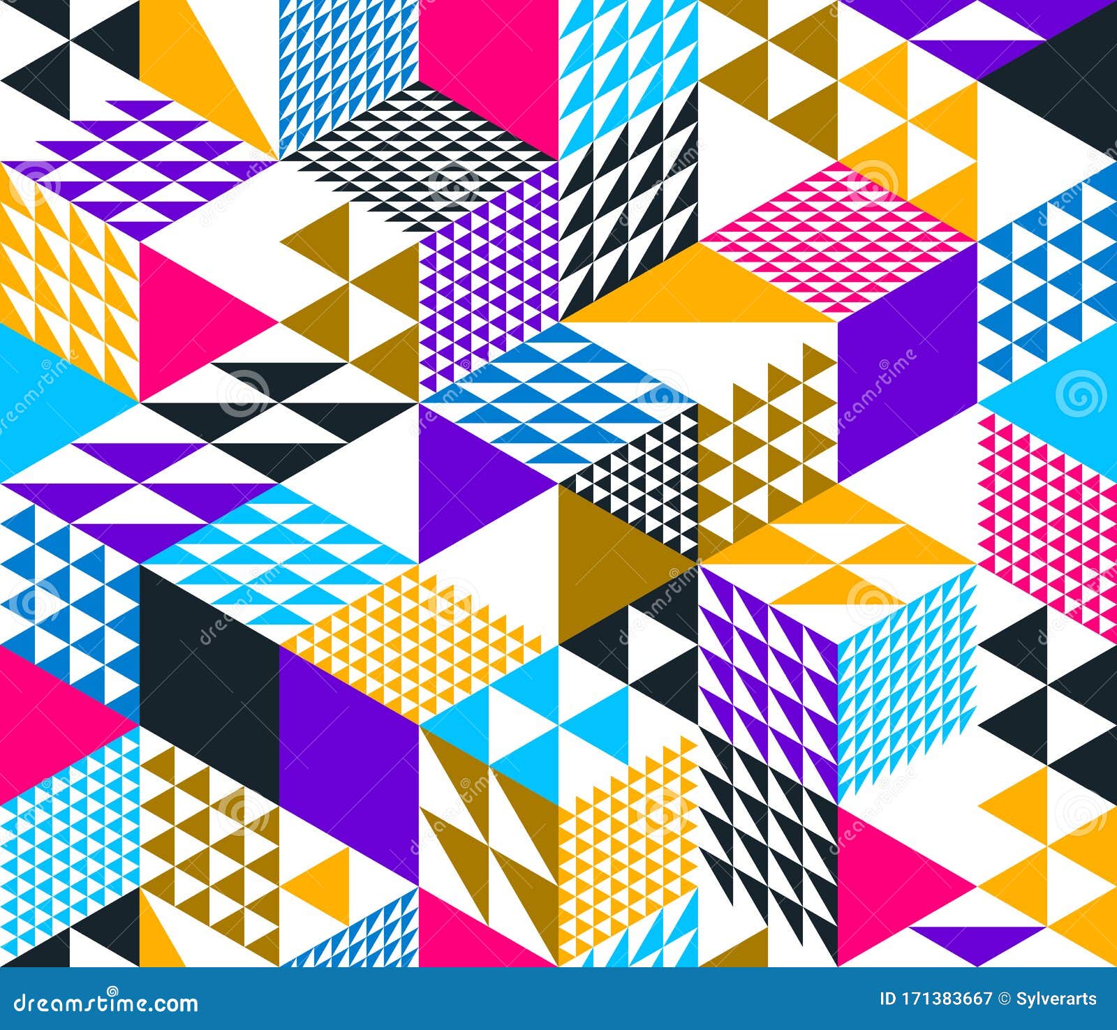 Seamless Isometric Rhombus and Triangles Geometric Pattern, 3D Cubes ...