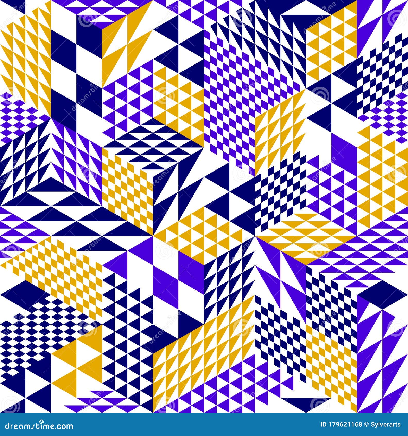 Seamless Isometric Rhombus and Triangles Geometric Pattern, 3D Cubes ...
