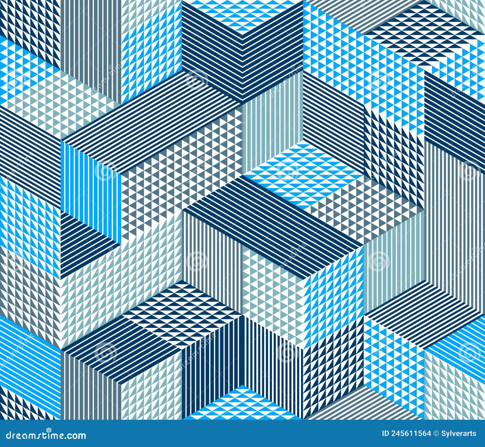 Seamless Isometric Rhombus and Triangles Geometric Pattern, 3D Cubes ...