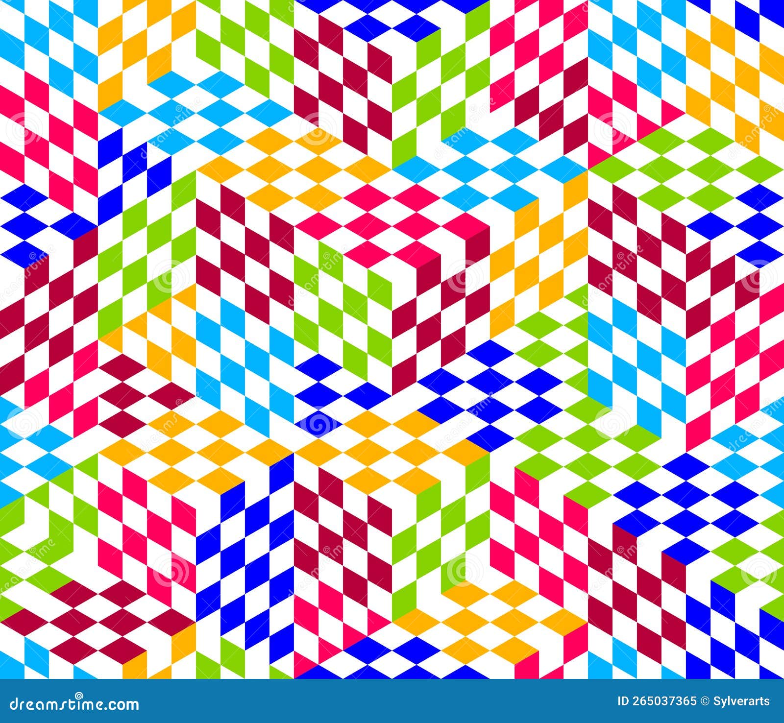Seamless Isometric Rhombus and Triangles Geometric Pattern, 3D Cubes ...